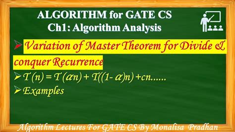 ch 1 28 variation of master theorem for divide and conquer recurrence t n t 𝛼n t 1 𝛼 n
