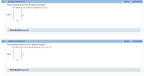 solved find the coordinate matrix of x in r n relative to