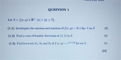 solved question 1 let s { x y ∈r2 ∣x∣ ∣y∣≤2} 1 1