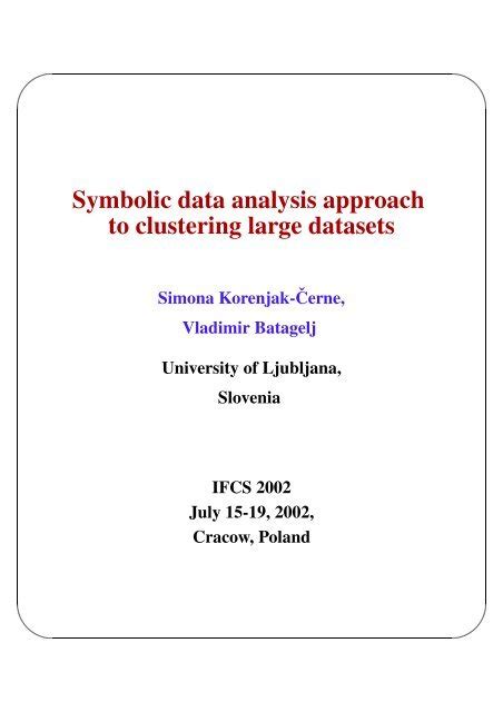 symbolic data analysis approach to clustering large datasets