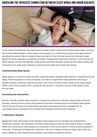 Unveiling The Intricate Connection Between Sleep Apnea And Brain Diseases