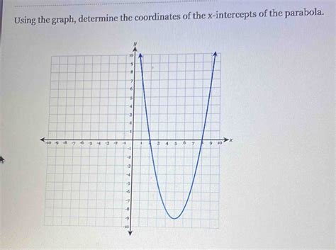 using the graph determine the coordinates of the x intercepts of the parabola [algebra]