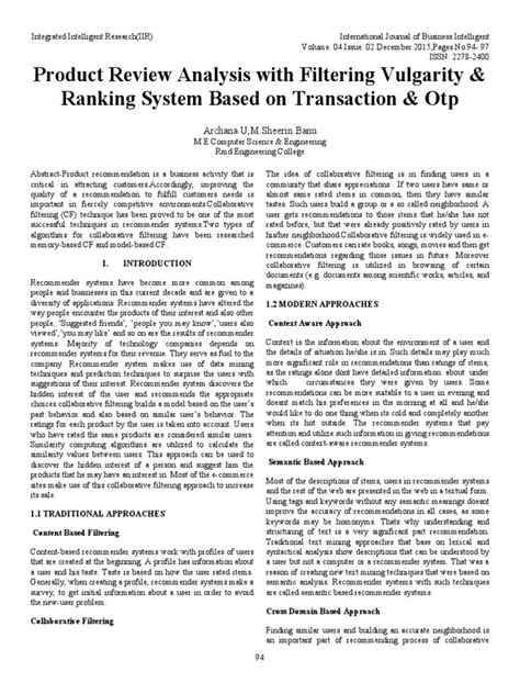 product review analysis with filtering vulgarity and ranking system based on transaction and otp