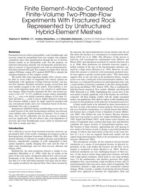 pdf finite element node centered finite volume two phase flow experiments with fractured