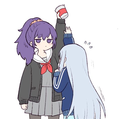 Safebooru 132 Bb32768 2girls Arm At Side Arm Up Asahina Mafuyu Black Cardigan Blue Hair