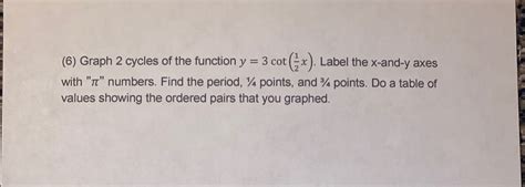 solved 6 graph 2 cycles of the function y 3 cot 2x