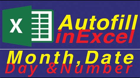 excel autofill insert month day date and number without typing youtube
