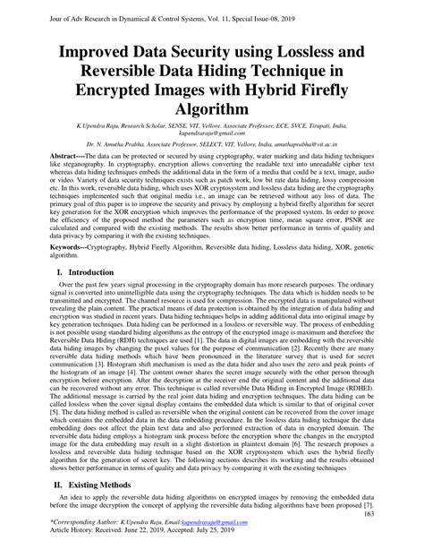 pdf improved data security using lossless and reversible data hiding technique in encrypted