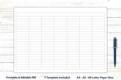 blank columns chart sheet printable editable blank worksheet fillable blank columns table pdf