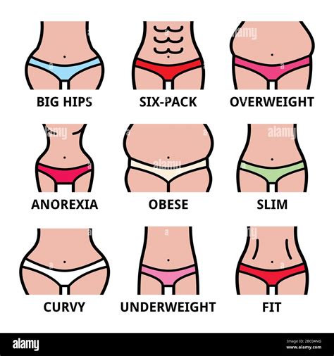 Women S Body Type Different Size Body Shapes Vector Icons Set
