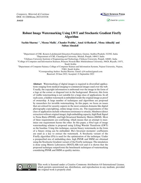 pdf robust image watermarking using lwt and stochastic gradient firefly algorithm