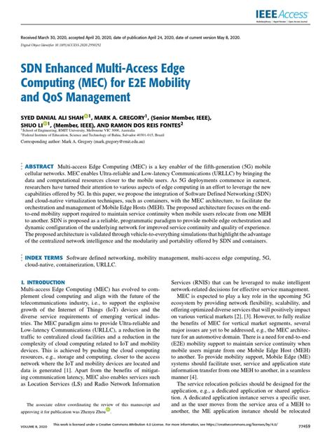 sdn enhanced multi access edge computing mec for e2e mobility and qos management pdf