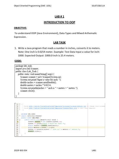 lab1 pdf object oriented programming computer science