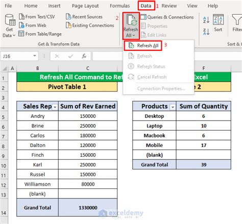how to refresh all pivot tables in excel 3 ways exceldemy