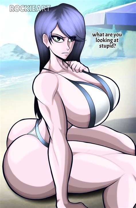 Rule 34 1girls Annoyed Beach Big Ass Big Breasts Blue Hair Brunhild Shuumatsu No Valkyrie