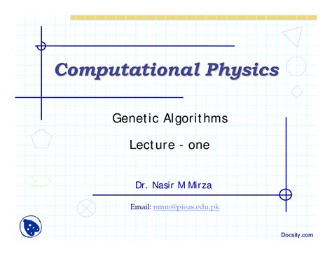 genetic algorithms introduction computational physics lecture slides docsity