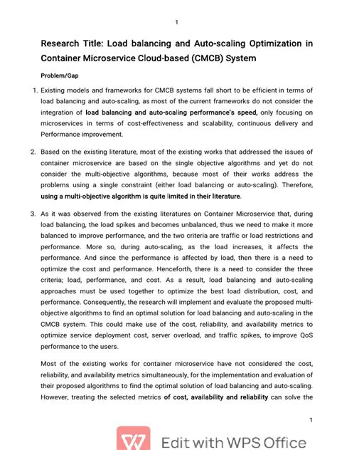 research requirement load balancing and auto scaling optimization in containe pdf load