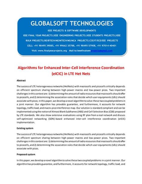 ieee 2014 ns2 networking projects algorithms for enhanced inter cell interference coordination