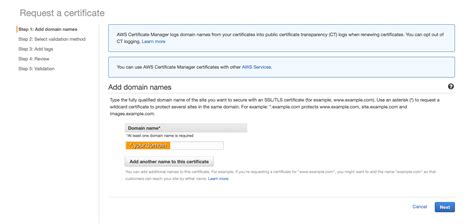 how to request an aws ssl tls certificate