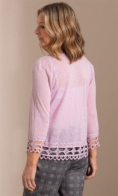 Anna Rose Knitted Lace Trim Cover Up In Pink Klass
