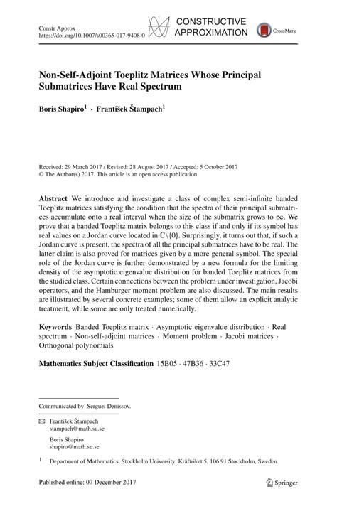 pdf non self adjoint toeplitz matrices whose principal submatrices have real spectrum