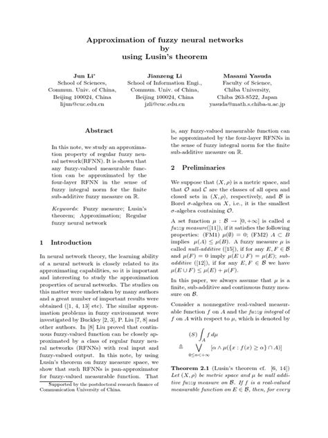 approximation of fuzzy neural networks by using lusin s theorem pdf measure mathematics