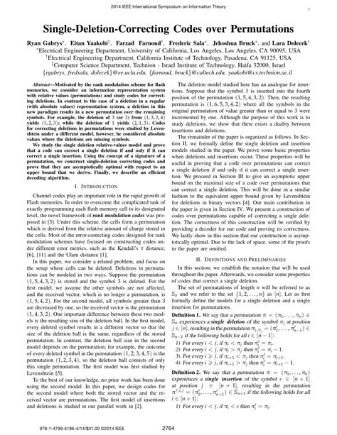 pdf single deletion correcting codes over permutations