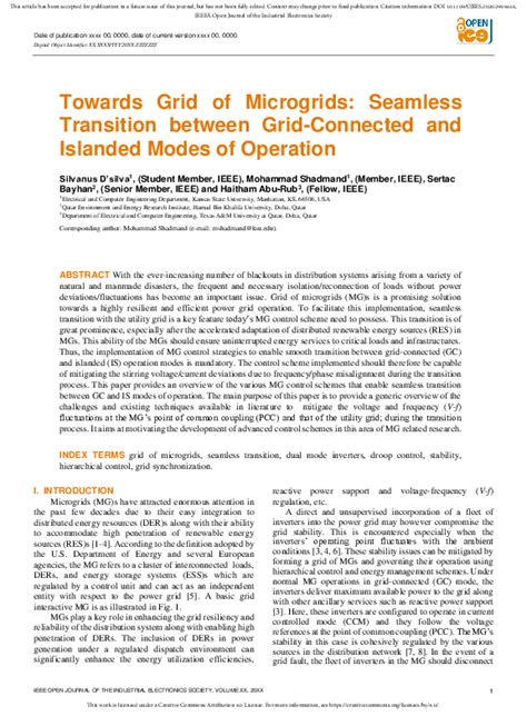 pdf towards grid of microgrids seamless transition between grid connected and islanded modes