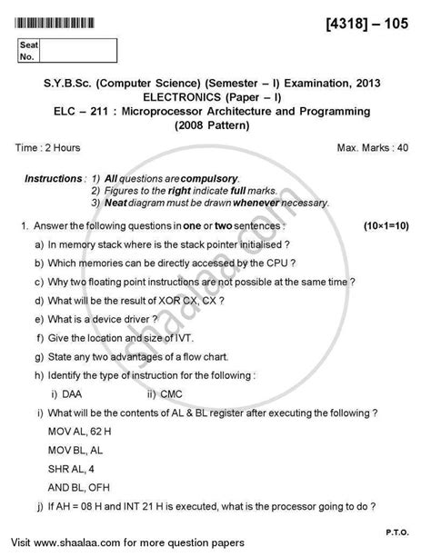 microprocessor architecture and programming 2013 2014 b sc computer science semester 3 sybsc