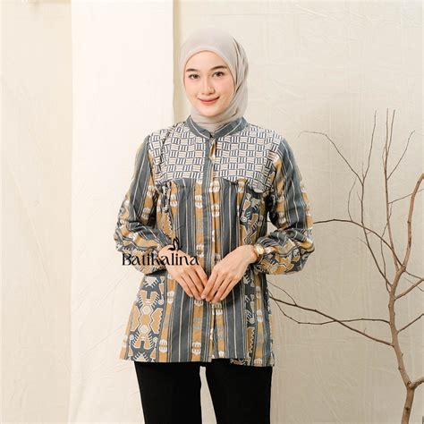 Jual Baju Batik Wanita Modern Atasan Blouse Batik Kerja Kantor Wanita Shopee Indonesia