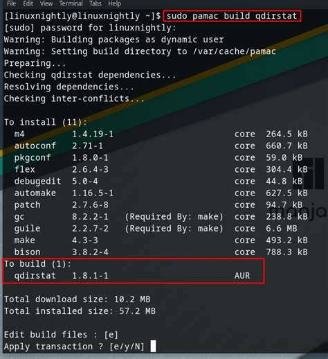 install package from aur on arch or manjaro linux nightly