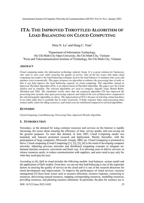 ita the improved throttled algorithm of load balancing on cloud computing pdf