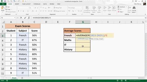 Excel Conditional Average Formula YouTube