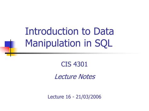 ppt introduction to data manipulation in sql powerpoint presentation id 990184