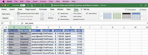How To Hide And Unhide Columns And Rows In Excel Layer Blog