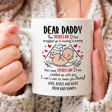 Father Day Gift From Baby Bump I Cant Wait To Meet You Daddy Mugs