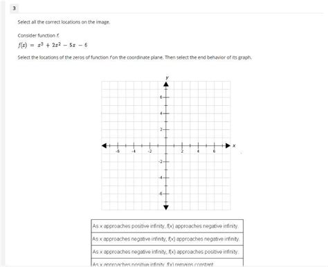consider function f f x x 3 2x 2 5x 6 select the locations of the zeros of function f