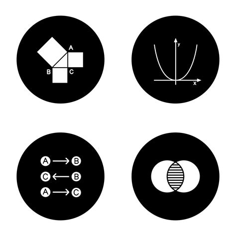 Mathematics Glyph Icons Set Geometry Algebra Logic And Discrete