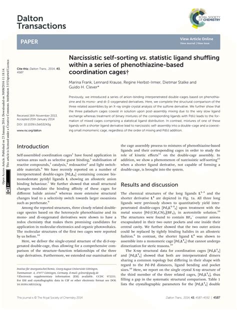 Pdf Narcissistic Self Sorting Vs Statistic Ligand Shuffling Within A