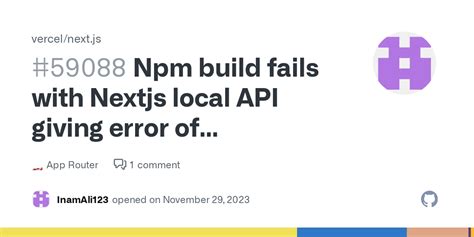 npm build fails with nextjs local api giving error of typeerror fetch failed at object fetch