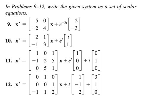solved in problems 9 12 write the given system as a set of