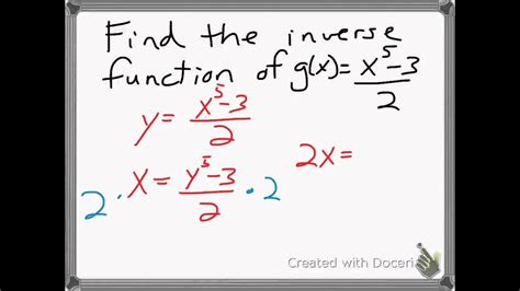 finding inverse functions example 2 youtube