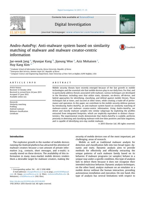pdf andro autopsy anti malware system based on similarity matching of malware and malware