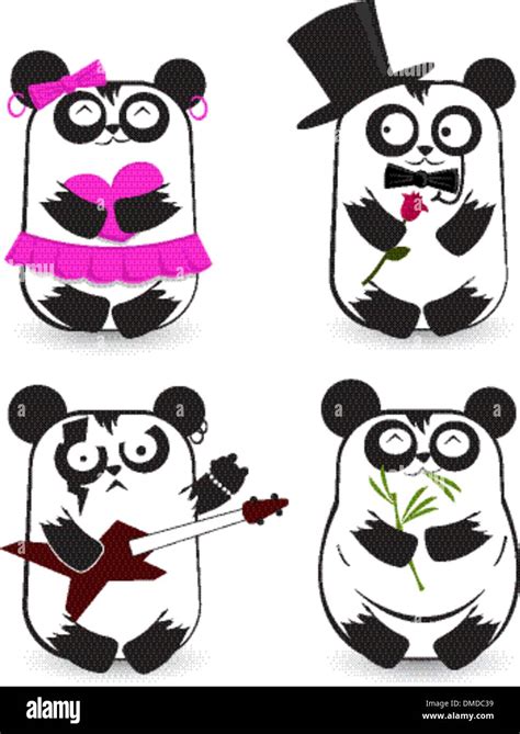 Vector Set Of Pandas Stock Vector Image Art Alamy