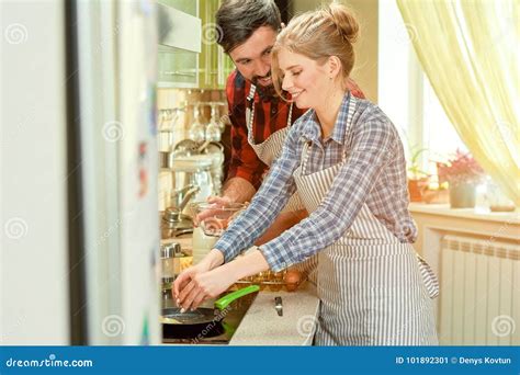 Couple Frying Eggs Stock Image Image Of Caucasian
