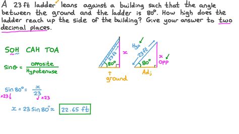 question video using right triangle trigonometry to find an unknown length in a real life