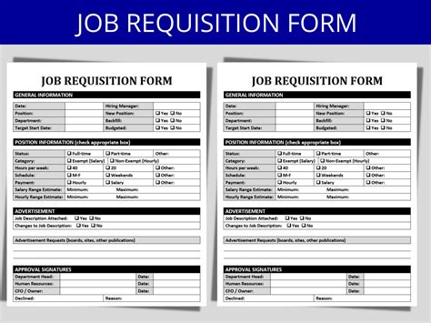 Job Requisition Form Employee Position Request Form Human Etsy