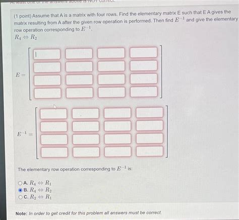 solved 1 point assume that a is a matrix with four rows