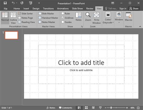 Gridlines In PowerPoint 2016 For Windows