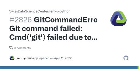 GitCommandError Git Command Failed Cmd Git Failed Due To Exit